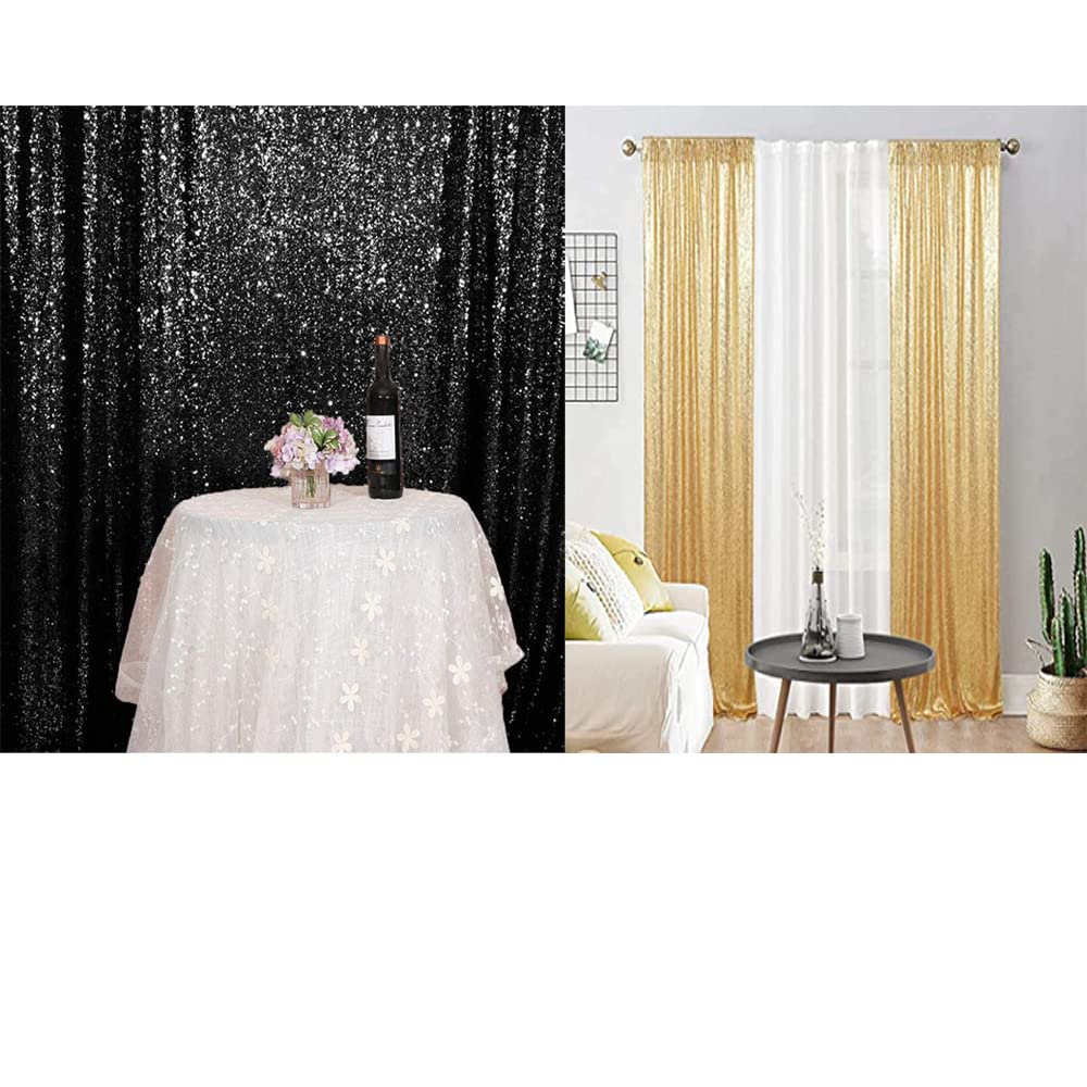 Black Photography Sequin Backdrop Curtain Gold Sequin Backdrop Curtain