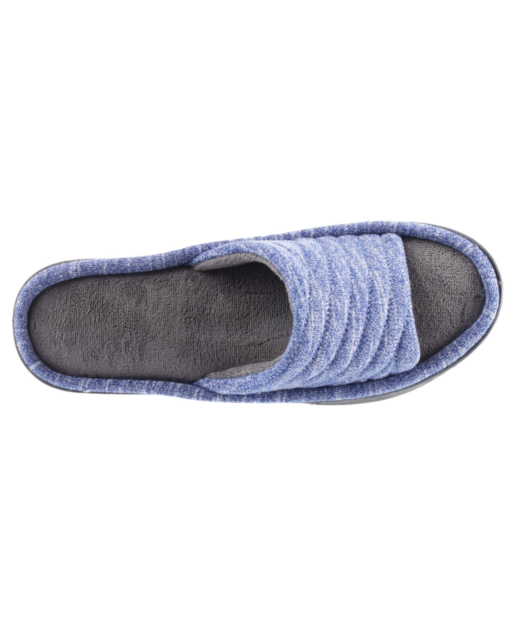 isotoner Women's Premium Knit Slide Slippers-Moisture-Wicking Lining, Rubber Indoor/Outdoor Sole, Sapphire, 9-10