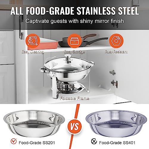 VEVOR Round Catering Warmer Server Chafing Dish Buffet Set, 2 Packs, 4 Quart