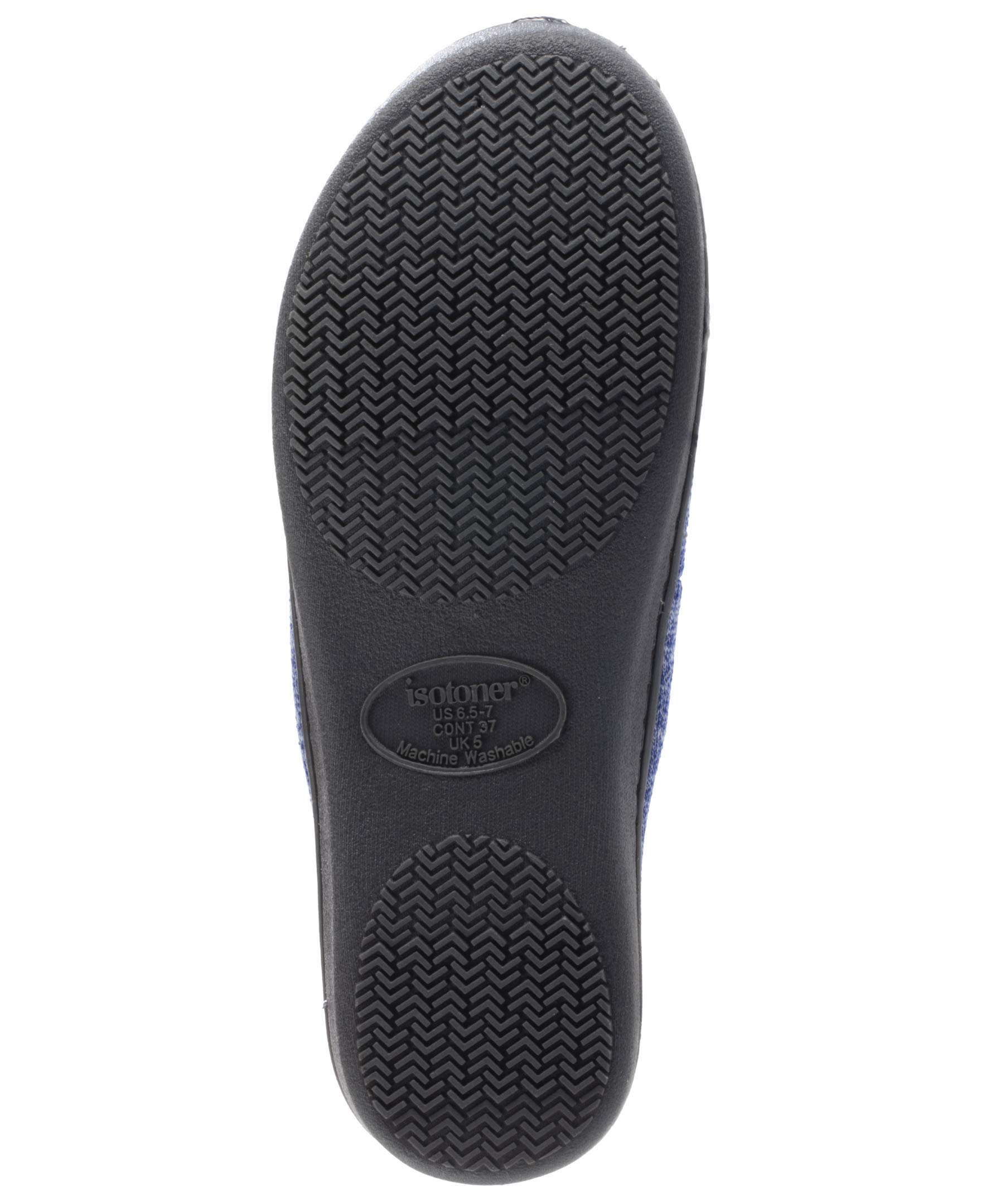 isotoner Women's Premium Knit Slide Slippers-Moisture-Wicking Lining, Rubber Indoor/Outdoor Sole, Sapphire, 9-10
