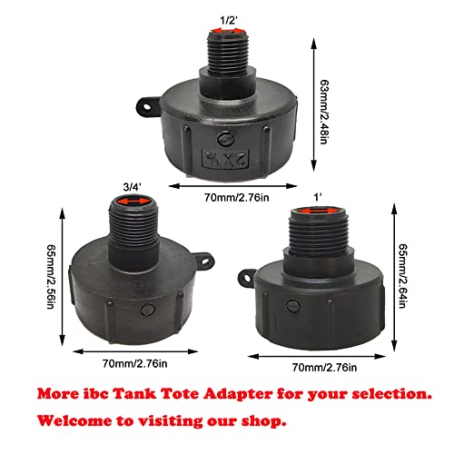 IBC Tote Tank Adapter, Drain Adapter 2" NPT Fine Thread to 3/4" Outside Thread Garden Water Hose Conector Male Adapter Fitting