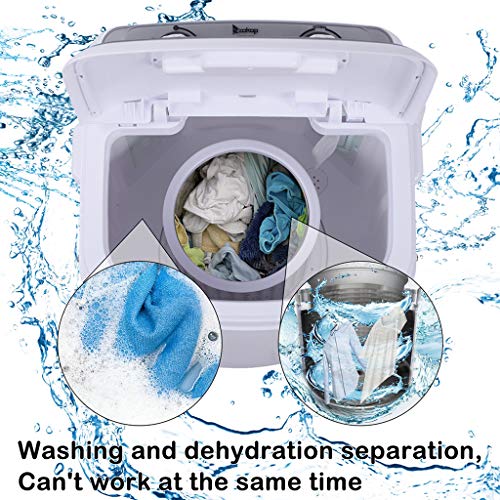 Portable Mini Compact Single Tub Washing Machine 10lbs Washer Spinner Washing Machine with Wash and Spin Cycle, Space Saving Full-Automatic Washer for Camping, Apartments, Dorms, College Rooms, RV's
