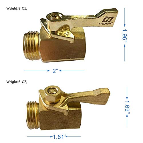 HQMPC Super Heavy Duty 3/4" Brass Shut Off Valve Garden Hose Shut Off Valve Garden Hose Connector 1 PC