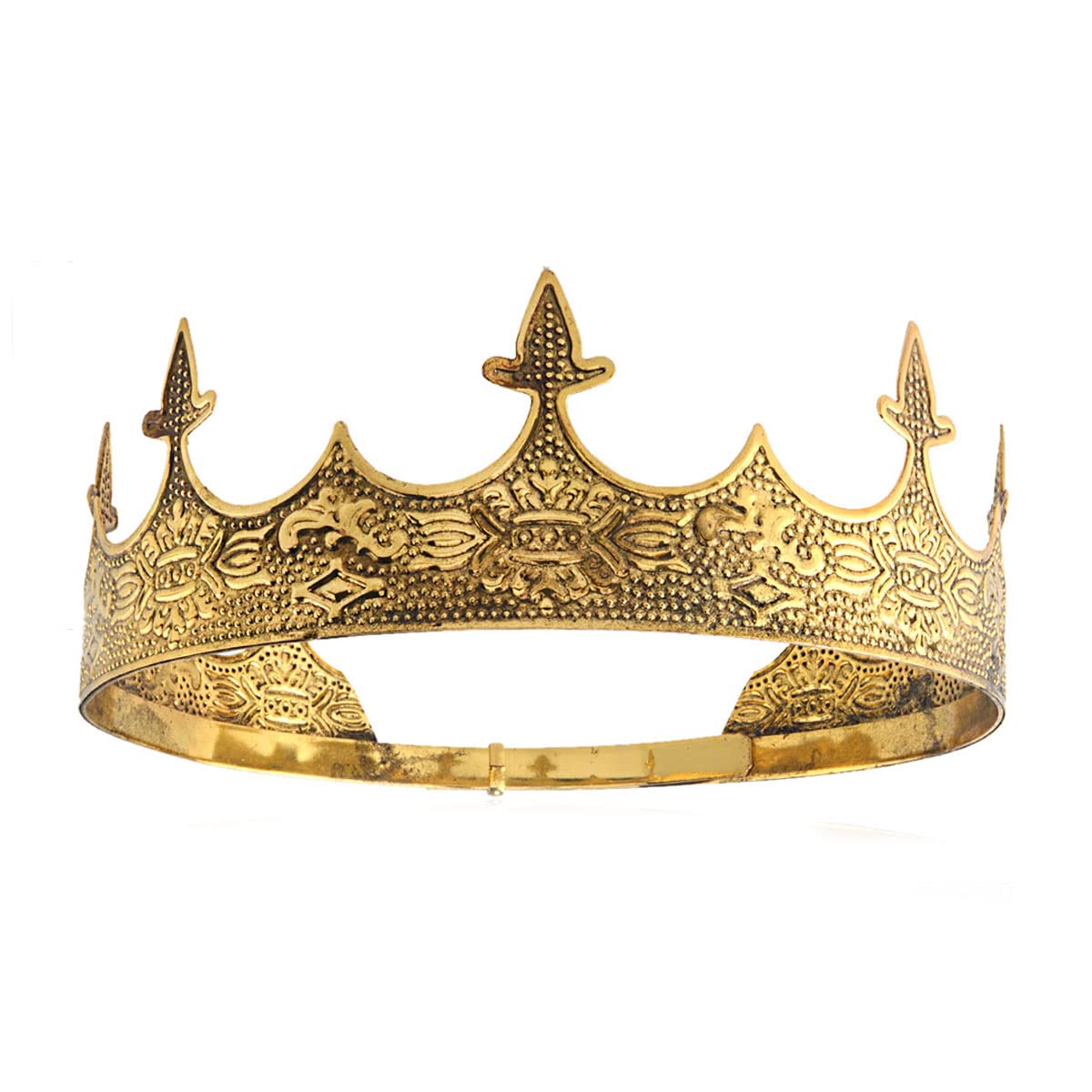 JORCEDI Crown Hair Jewelry Royal King Diadem Men Metal Big Tiaras For Wedding Halloween Costume Birthday Hair Accessories (Dark Gold)