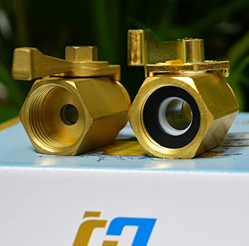 HQMPC Super Heavy Duty 3/4" Brass Shut Off Valve Garden Hose Shut Off Valve Garden Hose Connector 1 PC