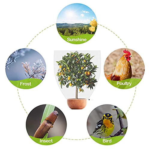2 Pcs Insect Bird Barrier Netting Bag with Drawstring 2.6 x 3.3ft Garden Netting Bugs Plant Cover for Protect Tomato Blueberry Fruits Flower from Insect Bird Eating