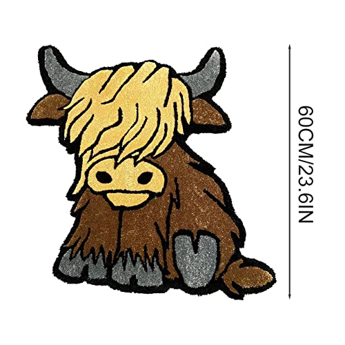 SuanlaTDS Highland Cow Bath Mat,Cute Cartoon Animal Doormat Funny Bathroom Rug Fluffy Doormat Kitchen Toilet Floor Rug Decor