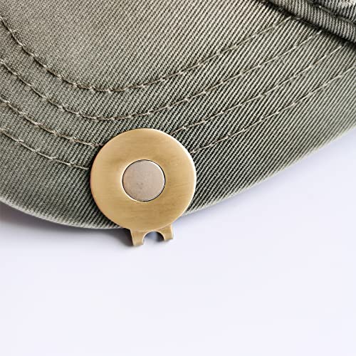 Eshan Magnetic Golf Hat Clips Ball Marker Holder (10 Pack, Bronze) for Golf Gloves Hats Bags Caps Visor Belt
