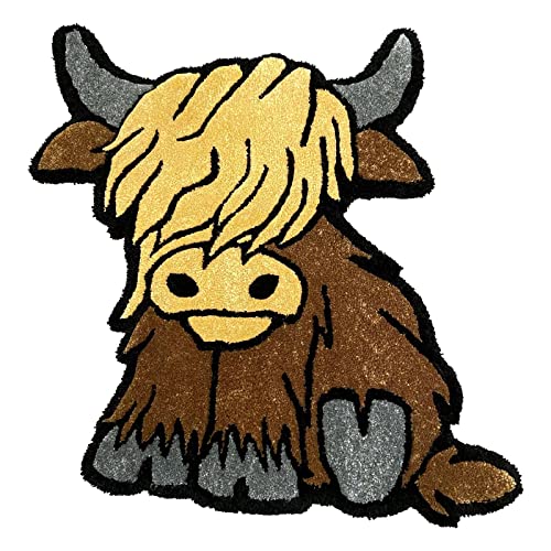 SuanlaTDS Highland Cow Bath Mat,Cute Cartoon Animal Doormat Funny Bathroom Rug Fluffy Doormat Kitchen Toilet Floor Rug Decor