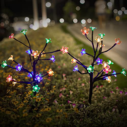 ITICdecor Garden Fairy Lights 2 Packs Outdoor Flower Solar Lights,20 LED Outdoor Decorative Solar Garden Stake Lights,Color Changing Lights for Walkway Pathway Yard Lawn Patio