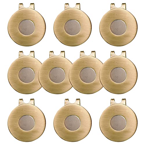 Eshan Magnetic Golf Hat Clips Ball Marker Holder (10 Pack, Bronze) for Golf Gloves Hats Bags Caps Visor Belt