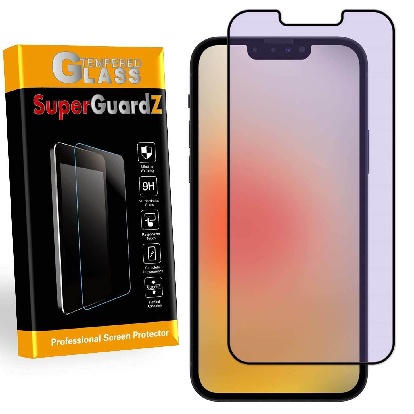 For iPhone 13 Mini Screen Protector Anti Blue Light Tempered Glass, Eye Protection, SuperGuardZ, 9H, 0.3mm, Anti-Scratch, Anti-Bubble