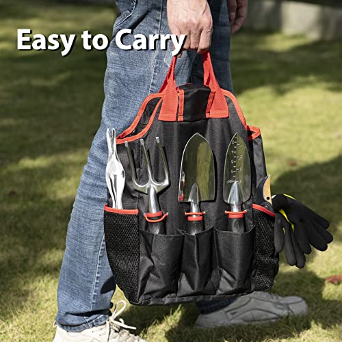 MECHREVO 10 Pcs Garden Tool Set, Sturdy Gardening Tool Set for Beginner and Gardener, with Durable Tote Bag, Comfortable Ergonomic Handle, Ideal Gardening Gift for Women and Men, Easy to Use