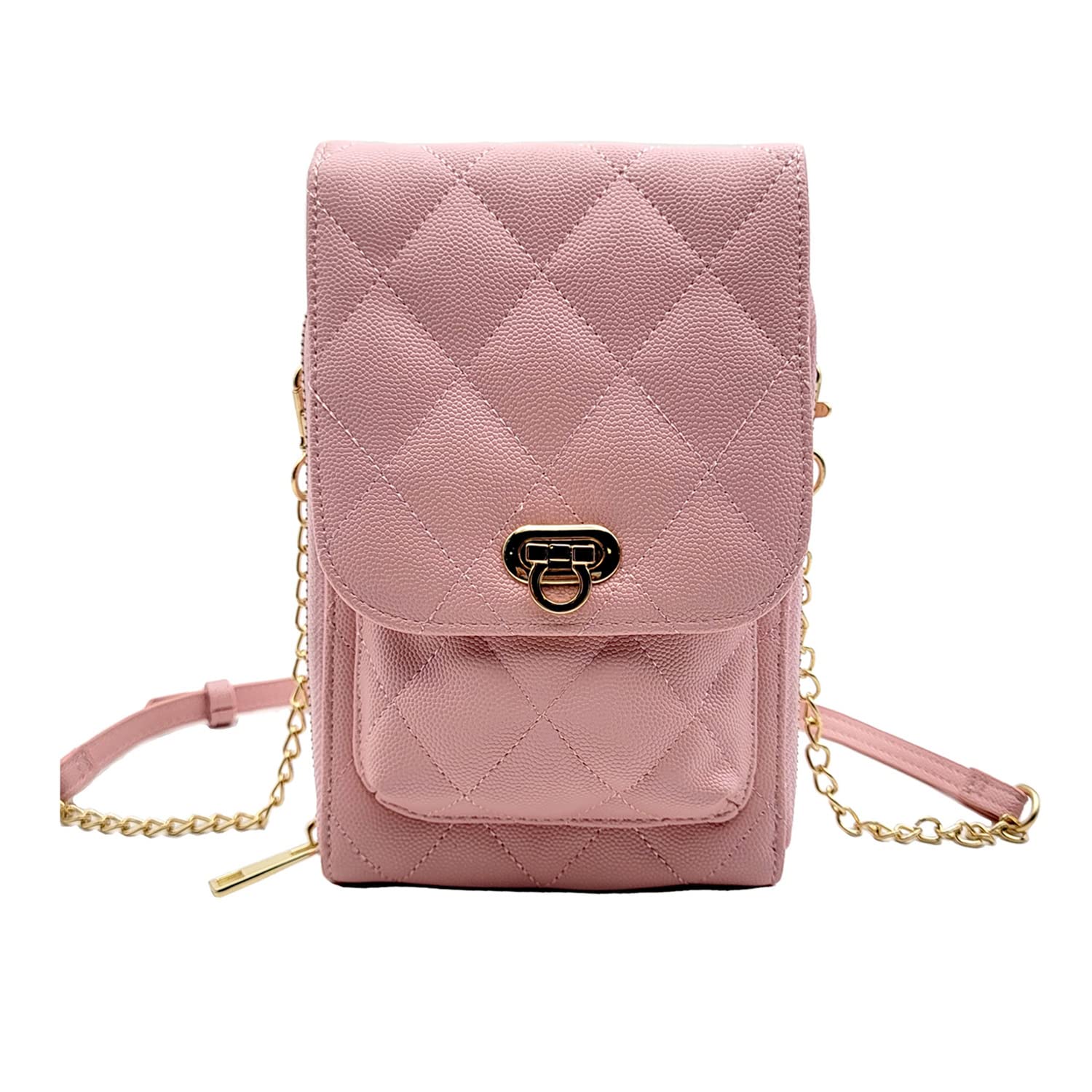 Bhumane Small Crossbody Phone Leather Bag for Women Mini Shoulder Wallet Card Purse (D - Pink)