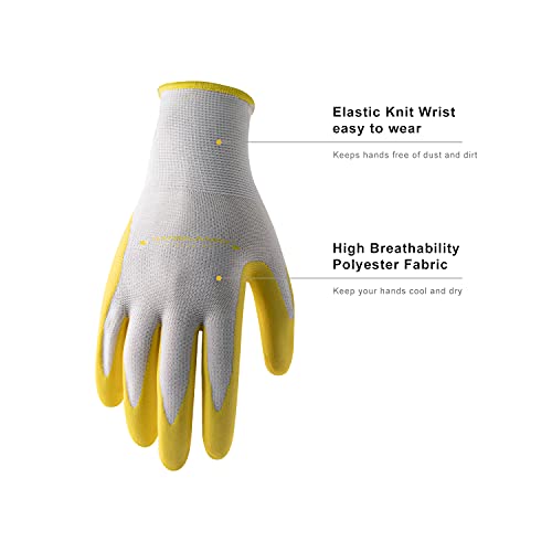 Gardening Gloves for Women, Womens Work Gloves with Foam Nitrile Coating, 3 Pairs Breathable Protective Work Gloves Garden Gloves DIY Gloves (Small, 3 pairs)