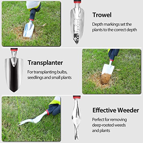 MECHREVO 10 Pcs Garden Tool Set, Sturdy Gardening Tool Set for Beginner and Gardener, with Durable Tote Bag, Comfortable Ergonomic Handle, Ideal Gardening Gift for Women and Men, Easy to Use