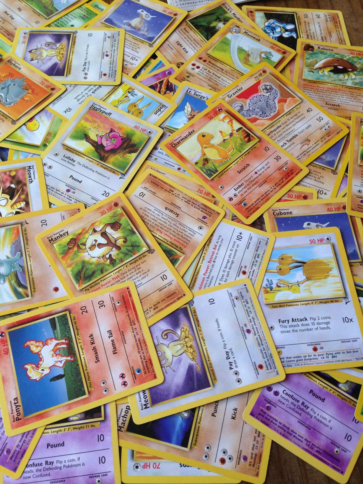 Pokemon Lot 40: 1st Gen Cards (Base, Jungle, Fossil, Team Rocket) - Common & Uncommon - Excellent Condition