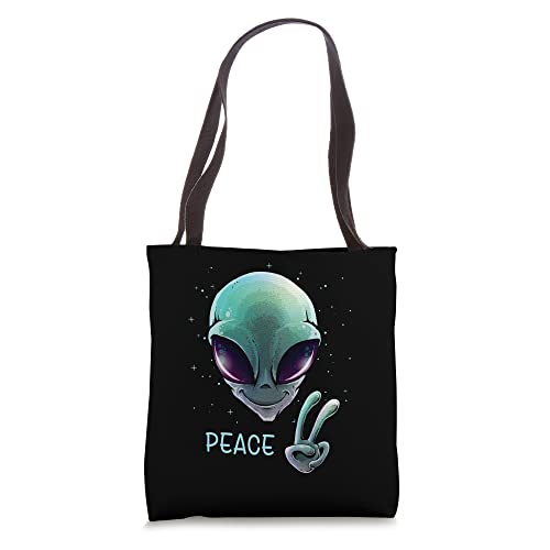 Alien Peace Sigh Hand Cool Space Futuristic-Psychedelic Tote Bag
