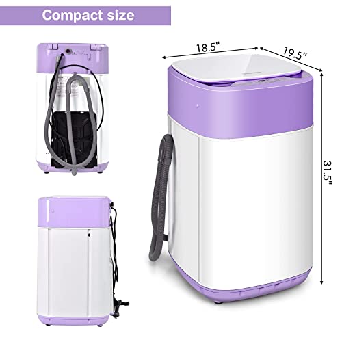 Mayjooy Portable Washing Machine, 8lbs Full-Automatic Washer and Spinner Combo w/6 Programs, 6 Water Levels & Built-in Drain Pump, 2-in-1 Compact Laundry Washer for RV/Dorm/Apt (Purple)