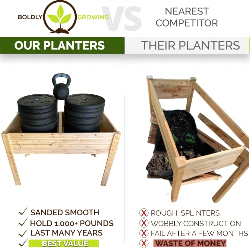 Boldly Growing Cedar Raised Planter Box with Legs β Elevated Wood Raised Garden Bed Kit β Grow Herbs and Vegetables Outdoors β Naturally Rot-Resistant - Unmatched Strength Lasts Years (4x2)