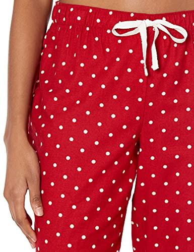 Amazon Essentials Women's Flannel Pajama Sleep Pant, Red White Dots, XX-Large