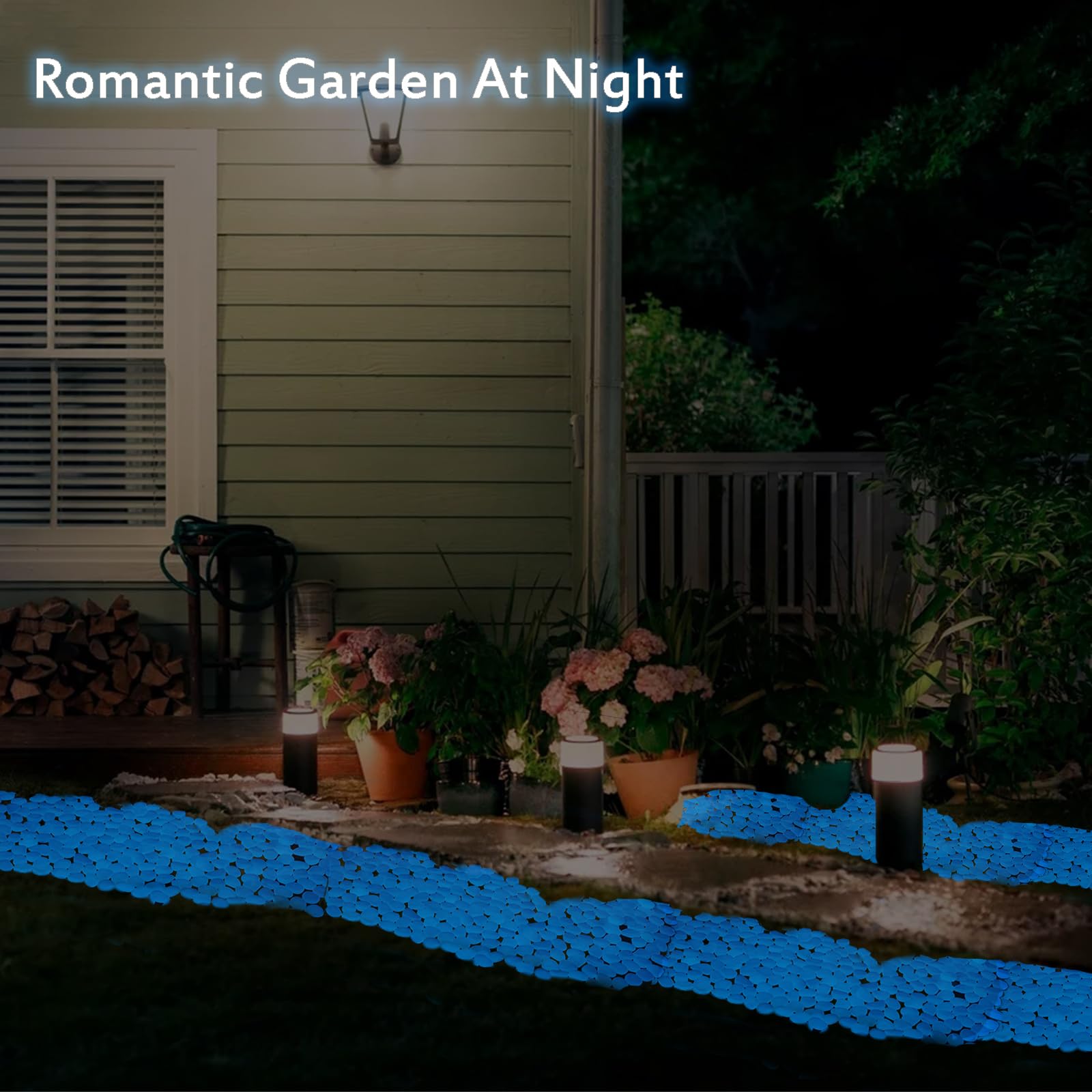 200pc Luminous Stone Glow Stones Pebbles Glow in The Dark Pebbles for Walkway Backyard Pathway Lawn Potted Plant Flower Decor,White