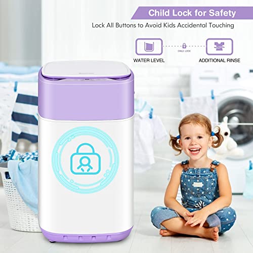 Mayjooy Portable Washing Machine, 8lbs Full-Automatic Washer and Spinner Combo w/6 Programs, 6 Water Levels & Built-in Drain Pump, 2-in-1 Compact Laundry Washer for RV/Dorm/Apt (Purple)