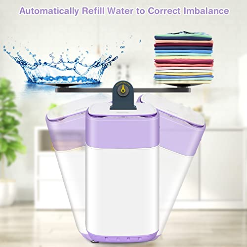 Mayjooy Portable Washing Machine, 8lbs Full-Automatic Washer and Spinner Combo w/6 Programs, 6 Water Levels & Built-in Drain Pump, 2-in-1 Compact Laundry Washer for RV/Dorm/Apt (Purple)