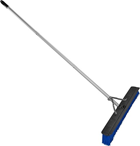 Carlisle FoodService Products 3621962414 Sweep Complete Aluminum Handle Floor Sweep with Squeegee, Plastic Bristles, 24" Length, 3" Bristle Trim, Blue