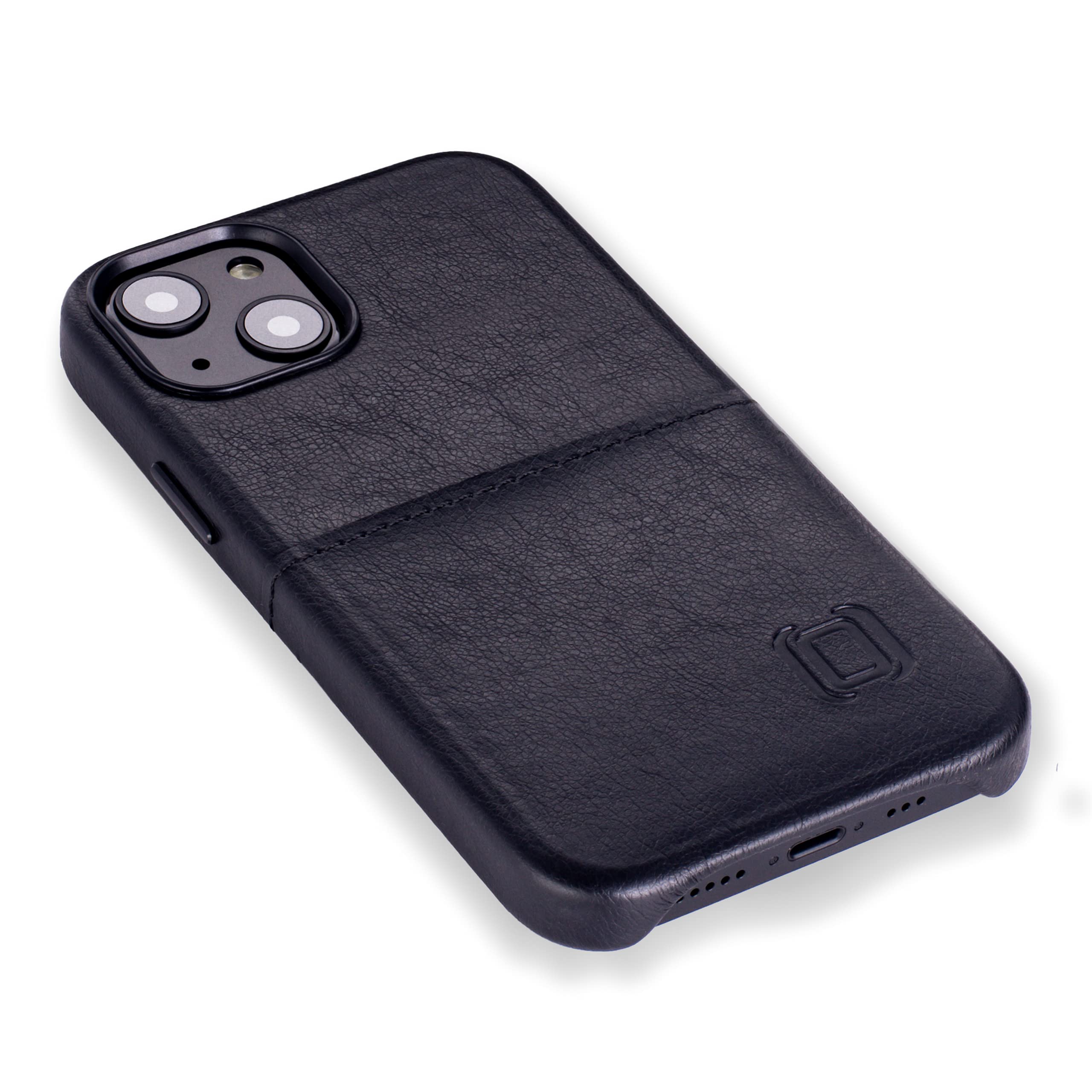 Dockem Wallet Case for iPhone 13 Mini with Built-in Metal Plate for Magnetic Mounting & 1 Lay-Flat Credit Card Holder Pockets Exec M1, Premium Synthetic Leather (5.4" iPhone 13 Mini, Black)