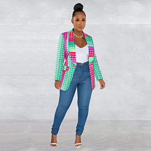Women Fall Outwear Blazer Tops Open Front Comfort Knit Lapel Polka Dot Winter Coat for Performance Sport Jacket Suit 2XL