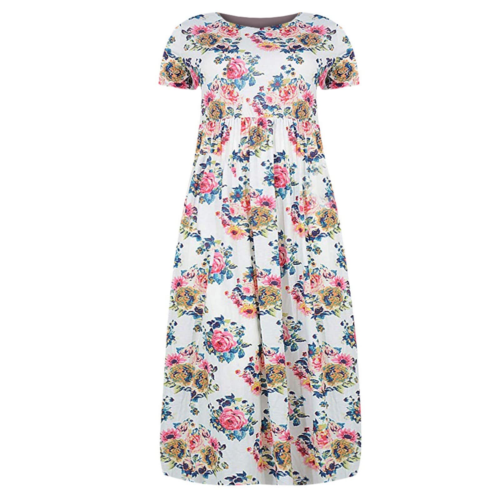 Wedding Dresses for Guest Casual Tie Waist Midi Dresses Polka Dot Print Ruffle Short Sleeve Dress