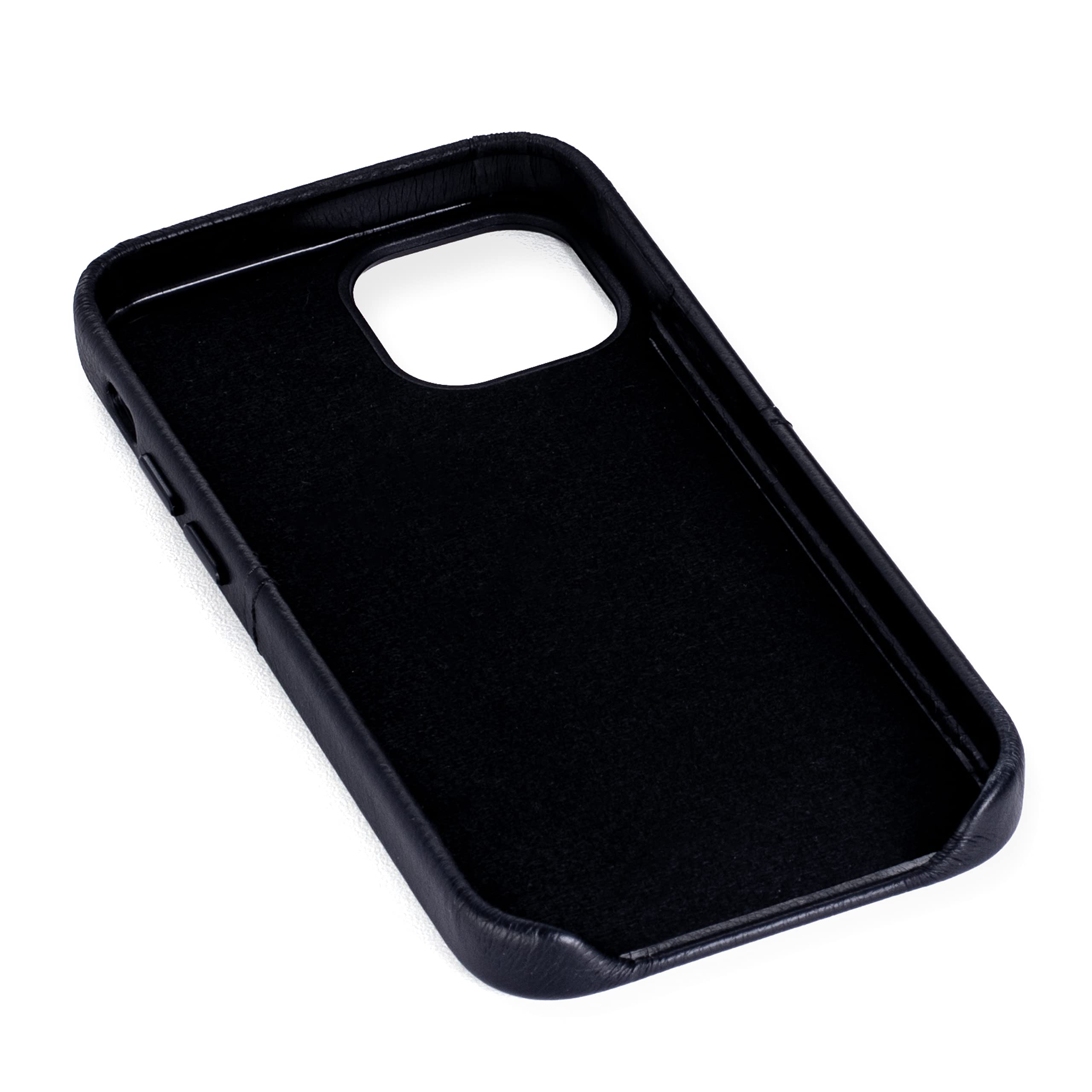Dockem Wallet Case for iPhone 13 Mini with Built-in Metal Plate for Magnetic Mounting & 1 Lay-Flat Credit Card Holder Pockets Exec M1, Premium Synthetic Leather (5.4" iPhone 13 Mini, Black)