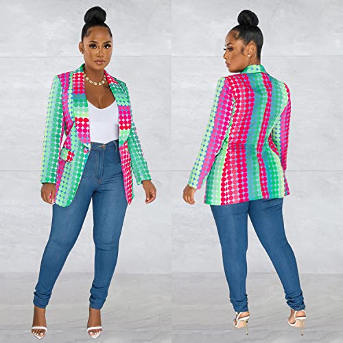 Women Fall Outwear Blazer Tops Open Front Comfort Knit Lapel Polka Dot Winter Coat for Performance Sport Jacket Suit 2XL