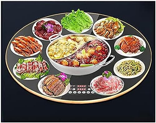 Electric Food Warmer Plate, Electric Warming Tray with Adjustable Temperature Control 360° Rotation Glass Top Hot Plate Food Warmer Buffets Server for Party (2000w)