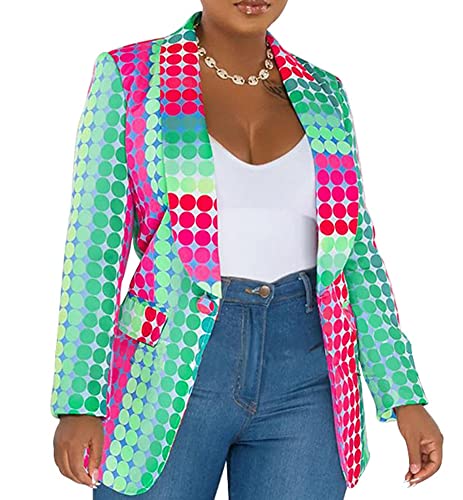 Women Fall Outwear Blazer Tops Open Front Comfort Knit Lapel Polka Dot Winter Coat for Performance Sport Jacket Suit 2XL