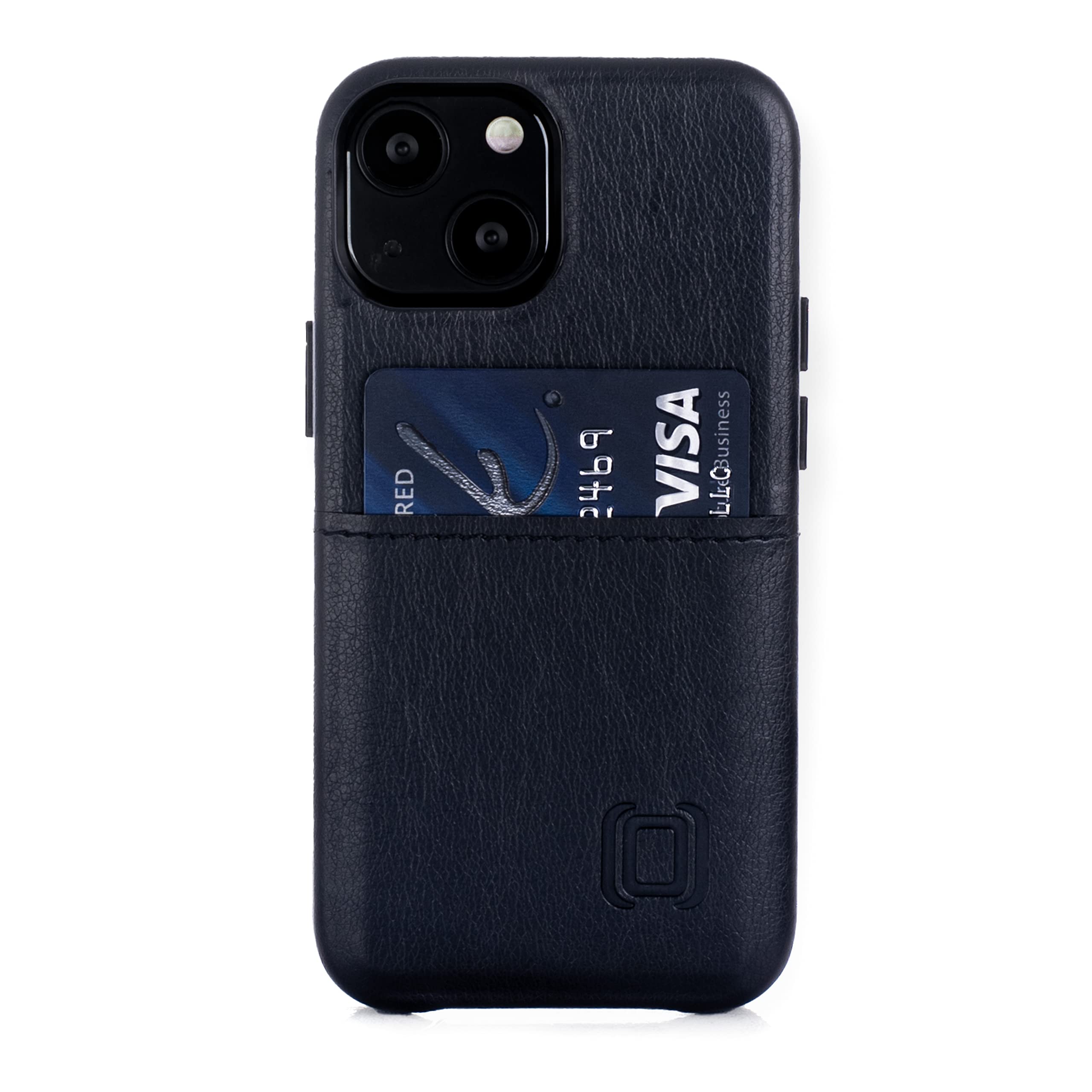 Dockem Wallet Case for iPhone 13 Mini with Built-in Metal Plate for Magnetic Mounting & 1 Lay-Flat Credit Card Holder Pockets Exec M1, Premium Synthetic Leather (5.4" iPhone 13 Mini, Black)