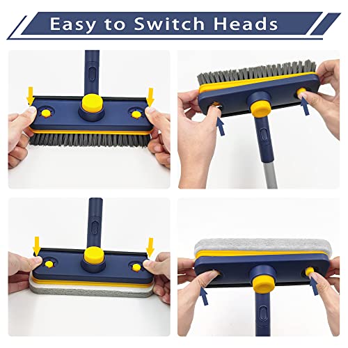 JEHONN Carpet Floor Sweeper with Horsehair, Tub Tile Scrub Brush 3 in 1 Shower Brush