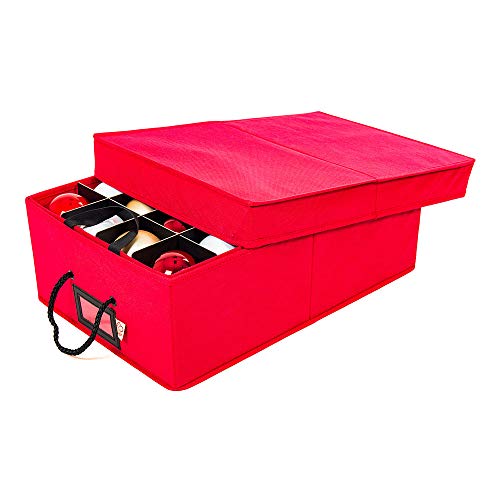 Santa's Bags [Christmas Ornament Storage Box with Dividers] - (Holds 48 Ornaments up to 3 Inches in Diameter) | Acid-Free Removable Trays with Separators | 2 Removable Trays