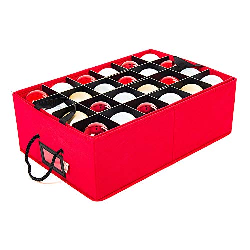 Santa's Bags [Christmas Ornament Storage Box with Dividers] - (Holds 48 Ornaments up to 3 Inches in Diameter) | Acid-Free Removable Trays with Separators | 2 Removable Trays