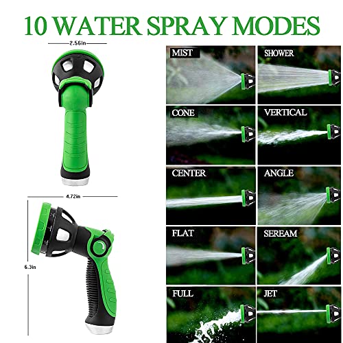 Garden Hose Nozzle Sprayer Thumb Control High Pressure Pistol Grip Easy Water Control- Hose Spray Nozzle Best for Watering Plants Cleaning & Car Wash/Features 10 Spray Nozzle