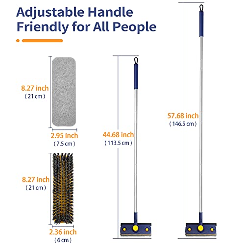 JEHONN Carpet Floor Sweeper with Horsehair, Tub Tile Scrub Brush 3 in 1 Shower Brush