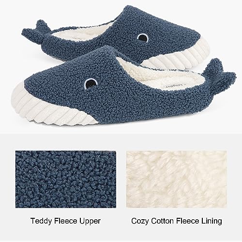 LongBay Women's Cute Shark Slippers Memory Foam Animal Fuzzy House Shoes for Indoor Outdoor