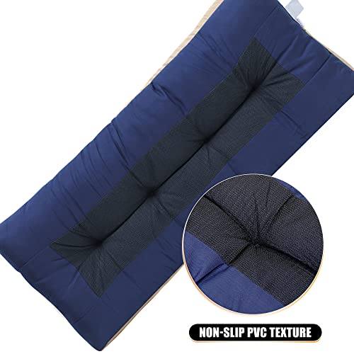 RACE LEAF Bench Cushion 45" x 18" Navy, Outdoor/Indoor Water Resistant Bench Seat Pads, Tufted Loveseat Cushion for Swing, Wicker, Garden Bench, Indoor, Shoe Storage, Window, Piano