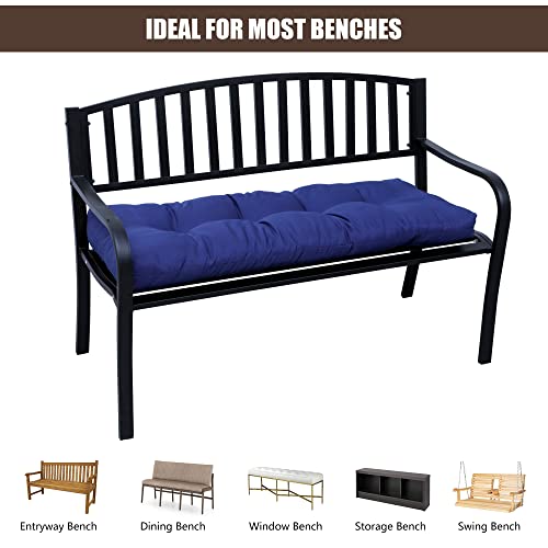 RACE LEAF Bench Cushion 45" x 18" Navy, Outdoor/Indoor Water Resistant Bench Seat Pads, Tufted Loveseat Cushion for Swing, Wicker, Garden Bench, Indoor, Shoe Storage, Window, Piano