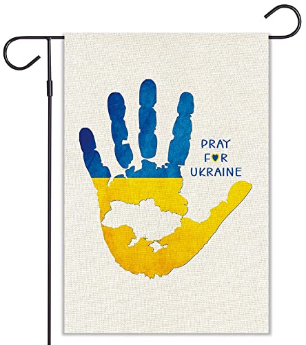 Haustalk Pray for Ukraine Garden Flags Double Sided Ukrainian National Garden Flag Ukraine Polyester Flag for Yard House Decor 12x18