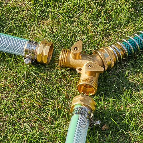 3Sets Brass Garden Hose Mender End Repair Kit Water Hose End Mender with Stainless Steel Clamp,Female and Male Hose Connector (3/4)