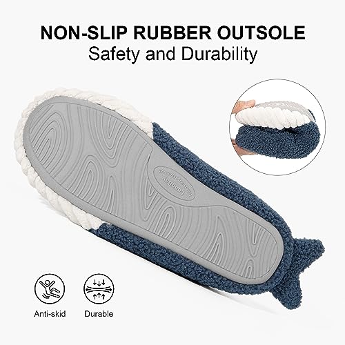 LongBay Women's Cute Shark Slippers Memory Foam Animal Fuzzy House Shoes for Indoor Outdoor