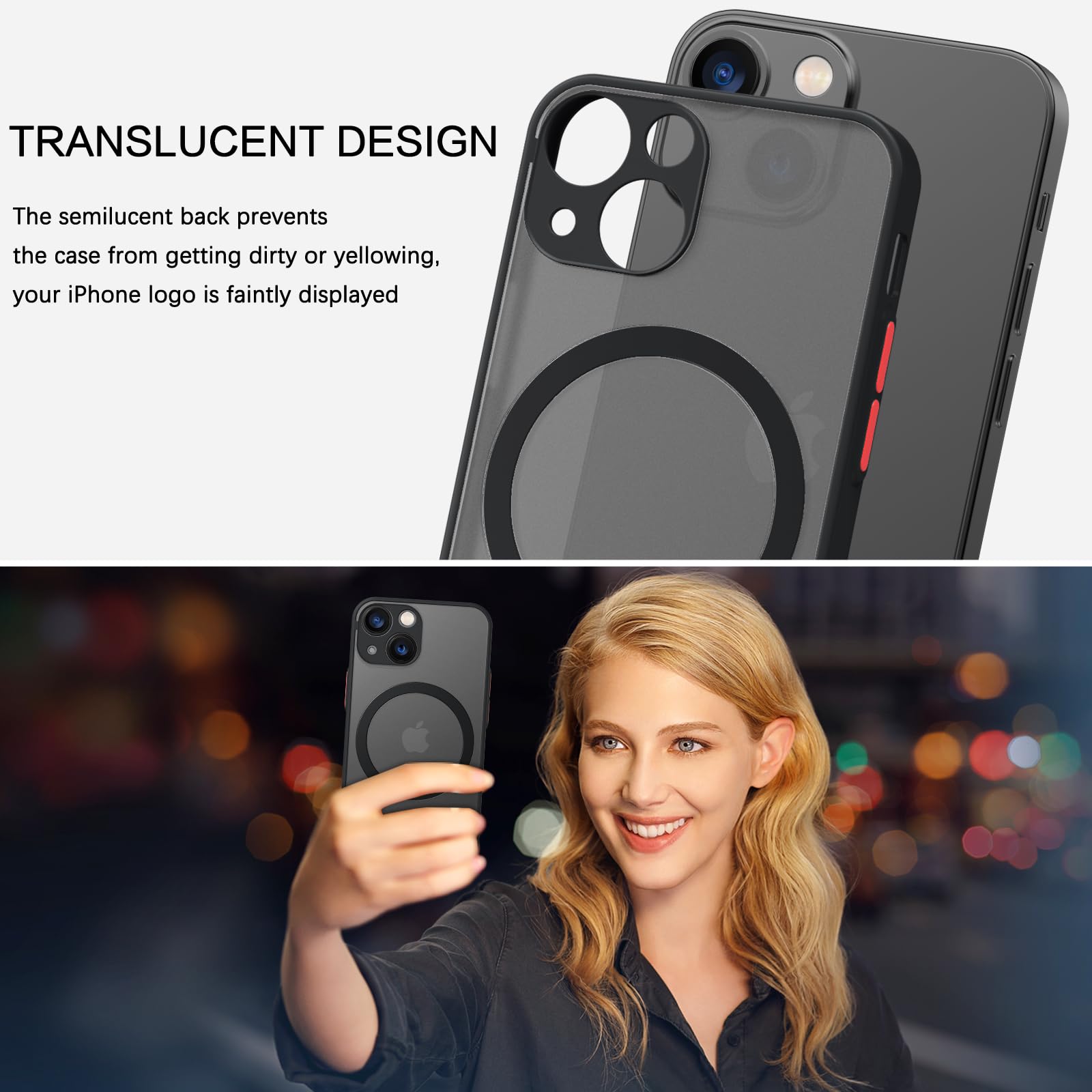 BENTOBEN iPhone 13 Mini Case, Case iPhone 13 Mini Magnetic Case [Compatible with MagSafe] Translucent Matte Shockproof Anti-Fingerprint Anti-Scratch Protective Cover for iPhone 13 Mini, 5.4’’ Black