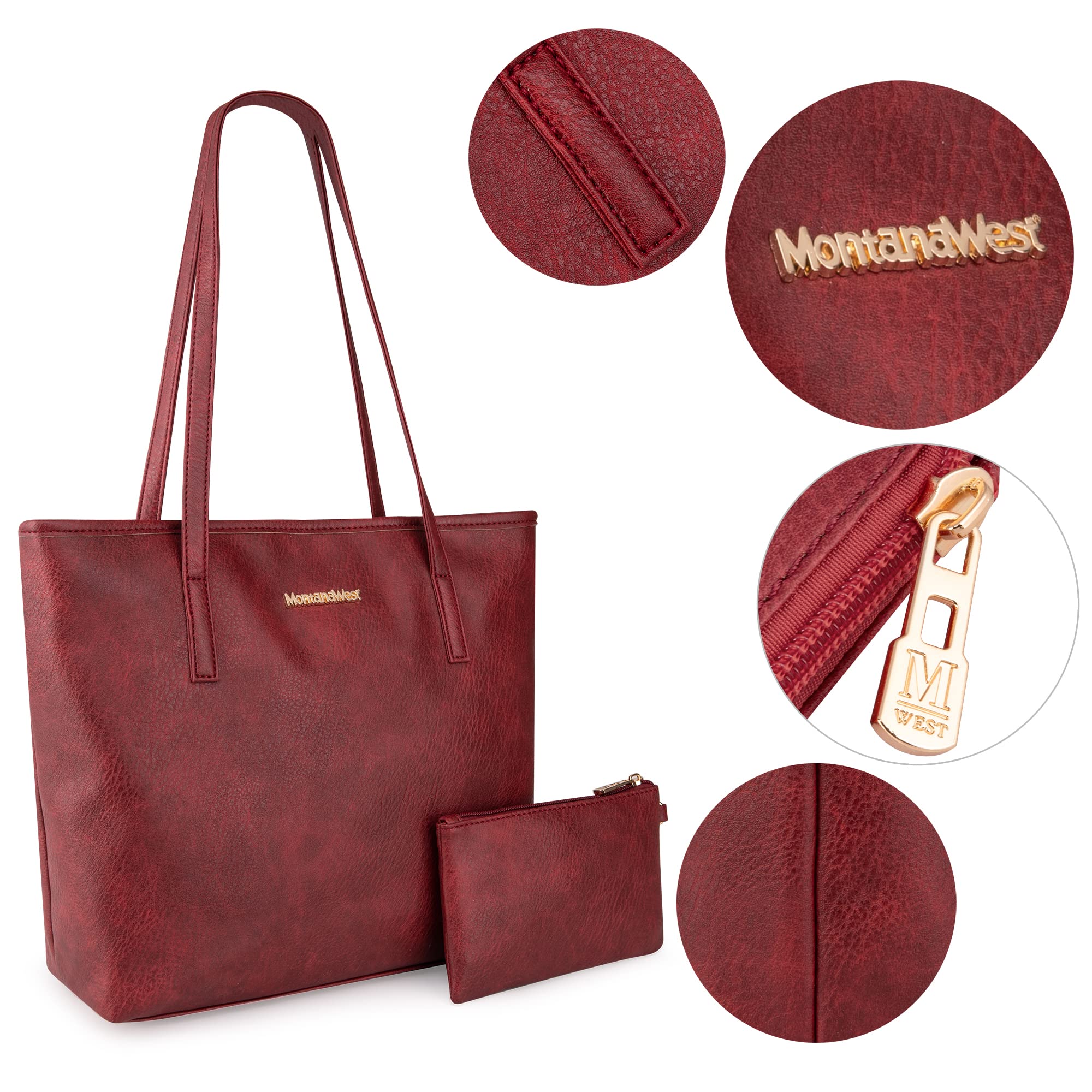 Montana West Tote Bags Large Leather Purses and Handbags for Women Top Handle Shoulder Satchel Hobo Bags MWC-028RD